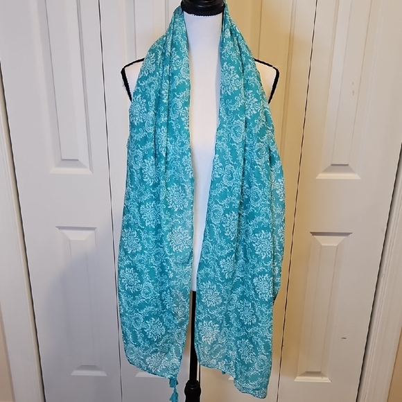 Accessories | Turquoise White Floral Scarf Scarves Design Pattern 7 ...